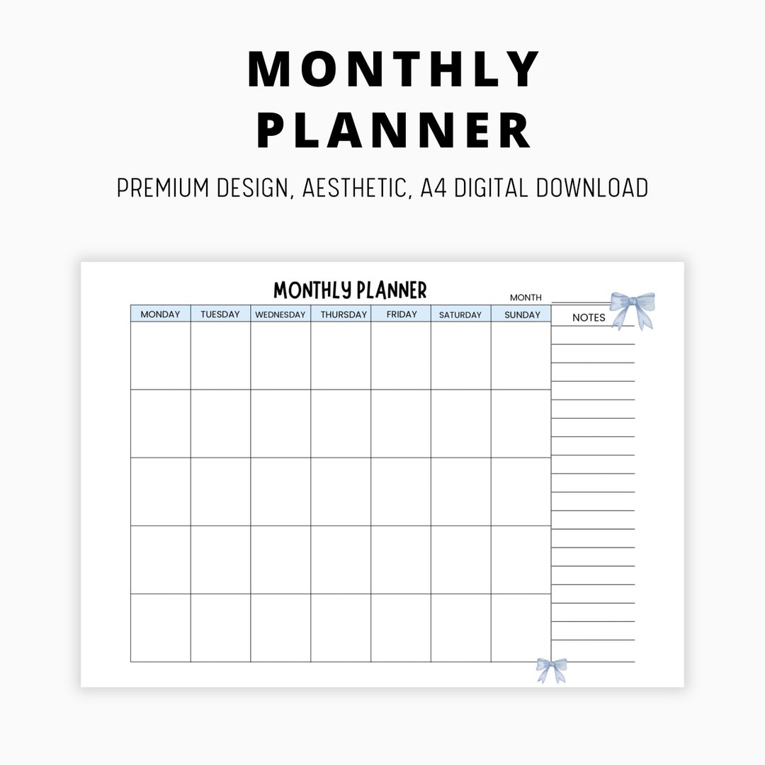 Monthly Planner Template, Adhd Monthly Schedule, Monthly to Do List ...
