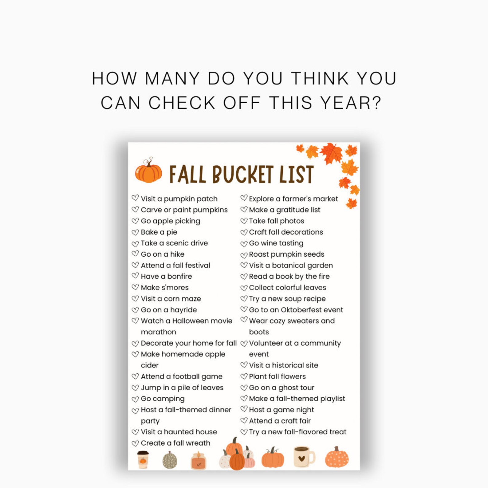 Fall Bucket List Activities, Fall Checklist, Autumn Bucket List Ideas ...