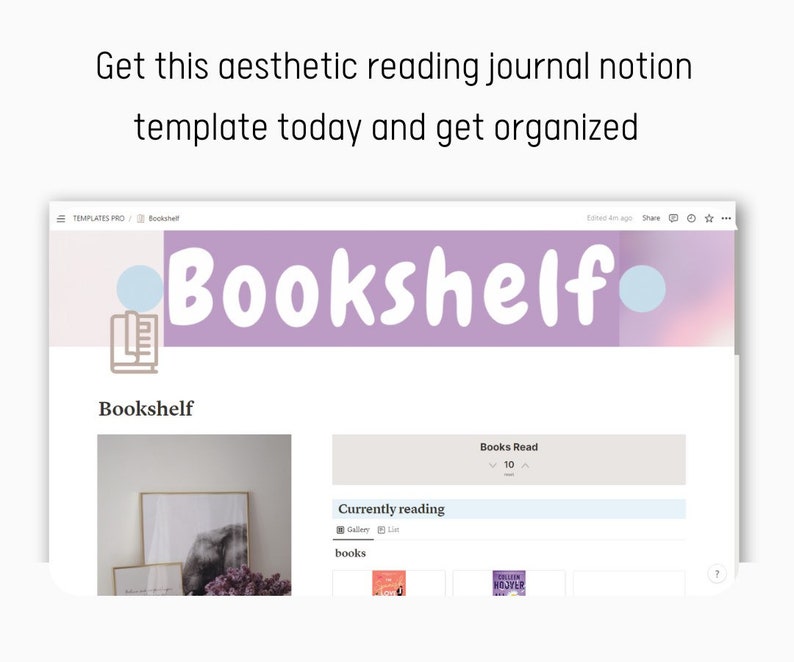 Digital Reading Journal Notion Template, Aesthetic Notion Reading ...