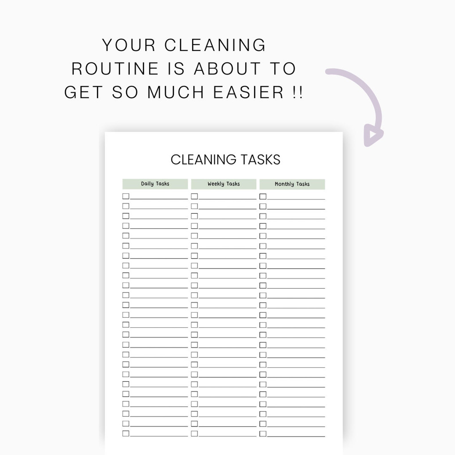 Cleaning Checklist, Editable Cleaning Routine Planner, Daily Cleaning ...
