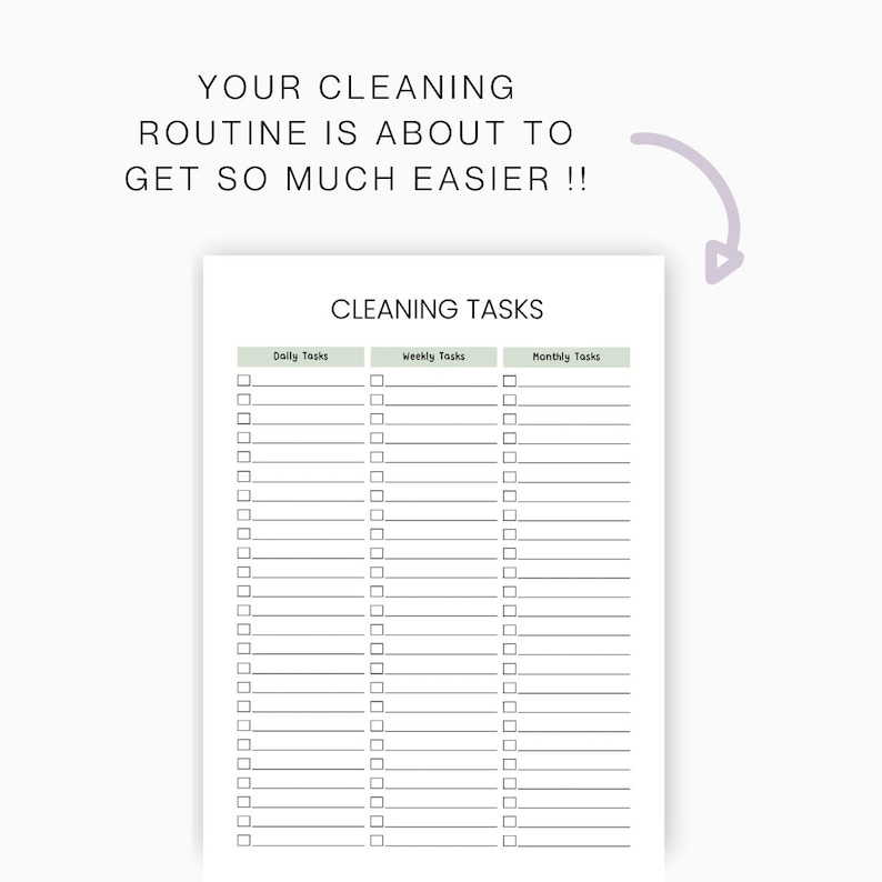 Cleaning Checklist, Editable Cleaning Routine Planner, Daily Cleaning ...