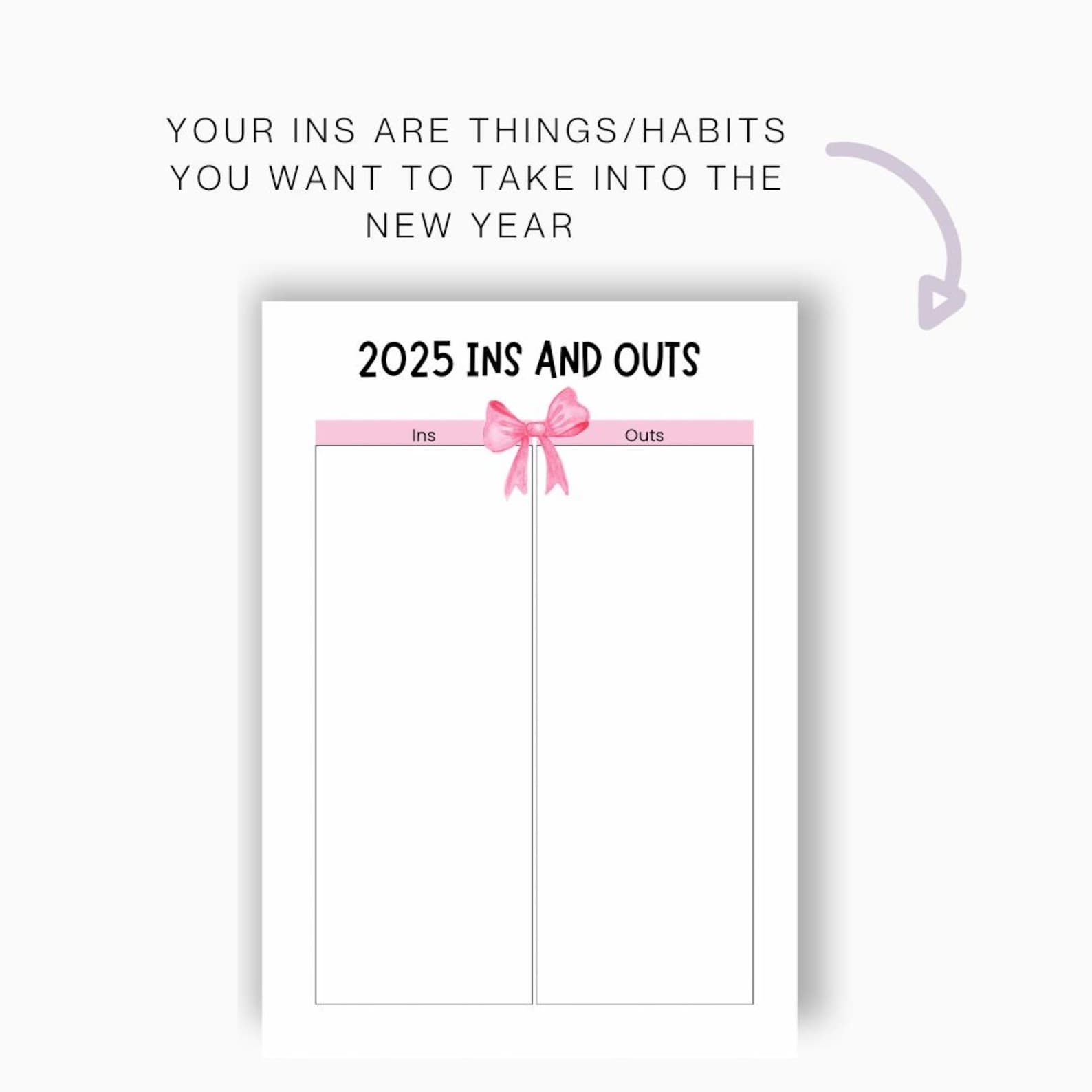 2025 Ins and Outs, 2025 Goal Setting Plan, 2024 Reflections, 2024 ...