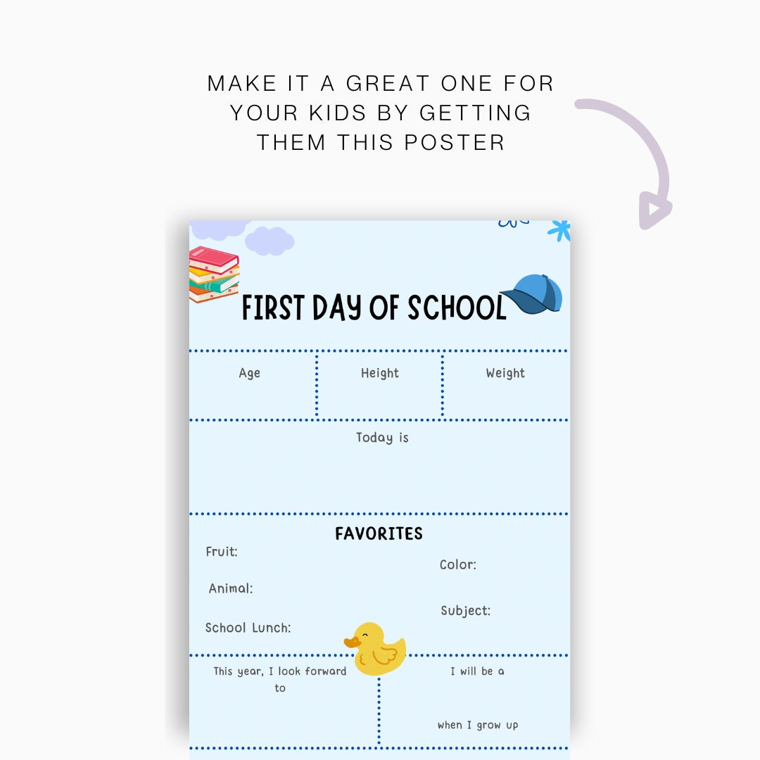 First Day of School Sign Poster, Back to School Sign, Reusable First ...