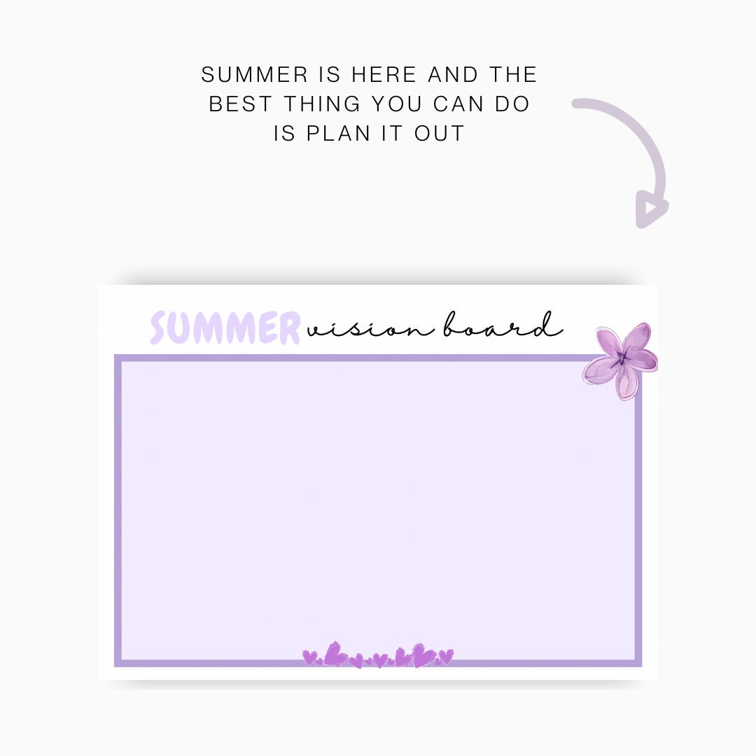 Summer Vision Board, Vision Board Template, 2024 Dream Life Planner ...