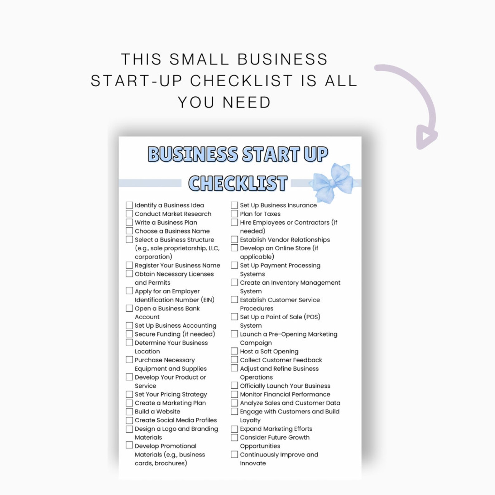 Small Business Start up Launch Checklist , Start a Small Business to Do ...