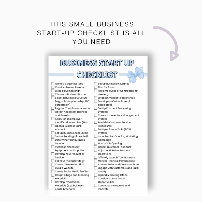 Small Business Start up Launch Checklist , Start a Small Business to Do ...