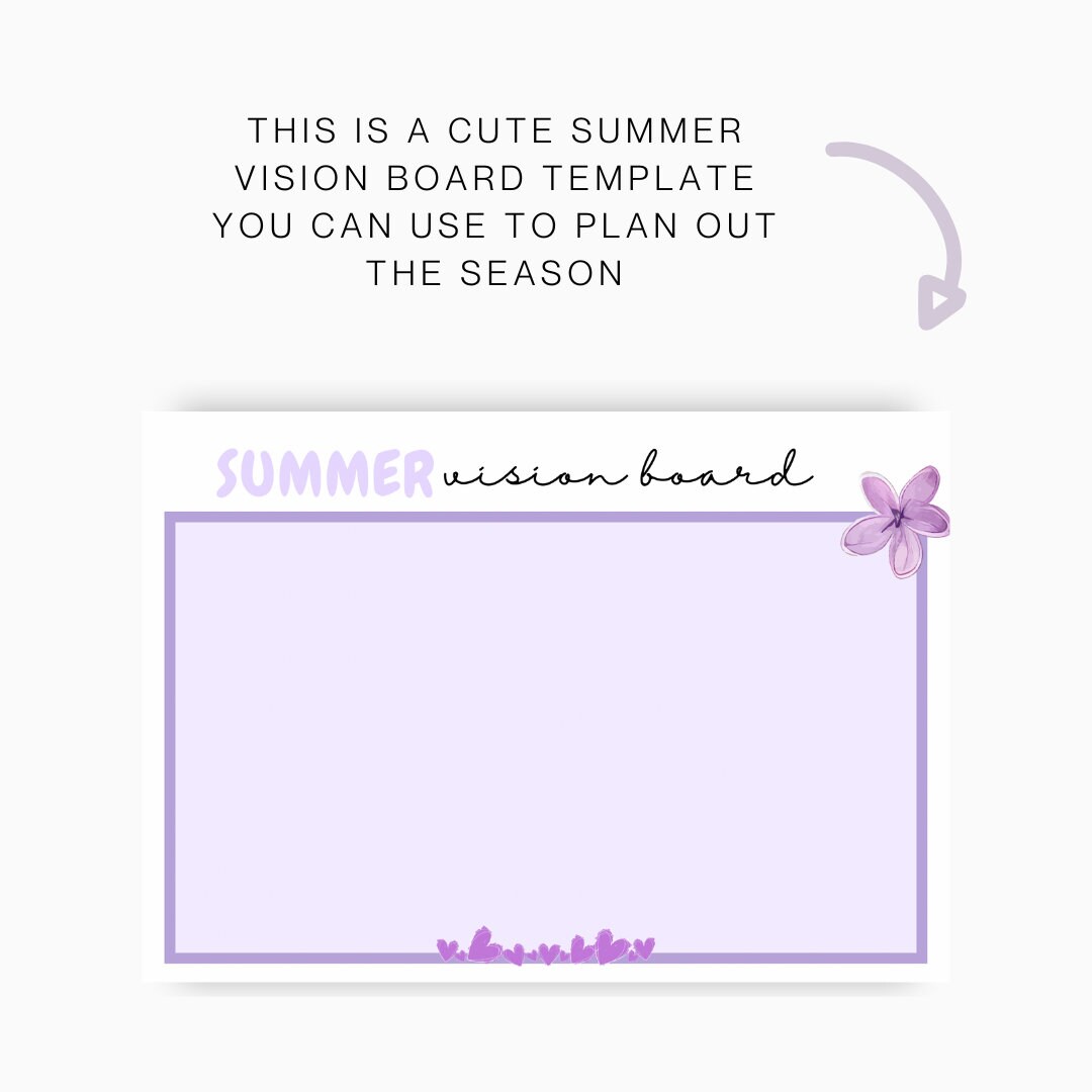 Summer Vision Board, Vision Board Template, 2024 Dream Life Planner ...