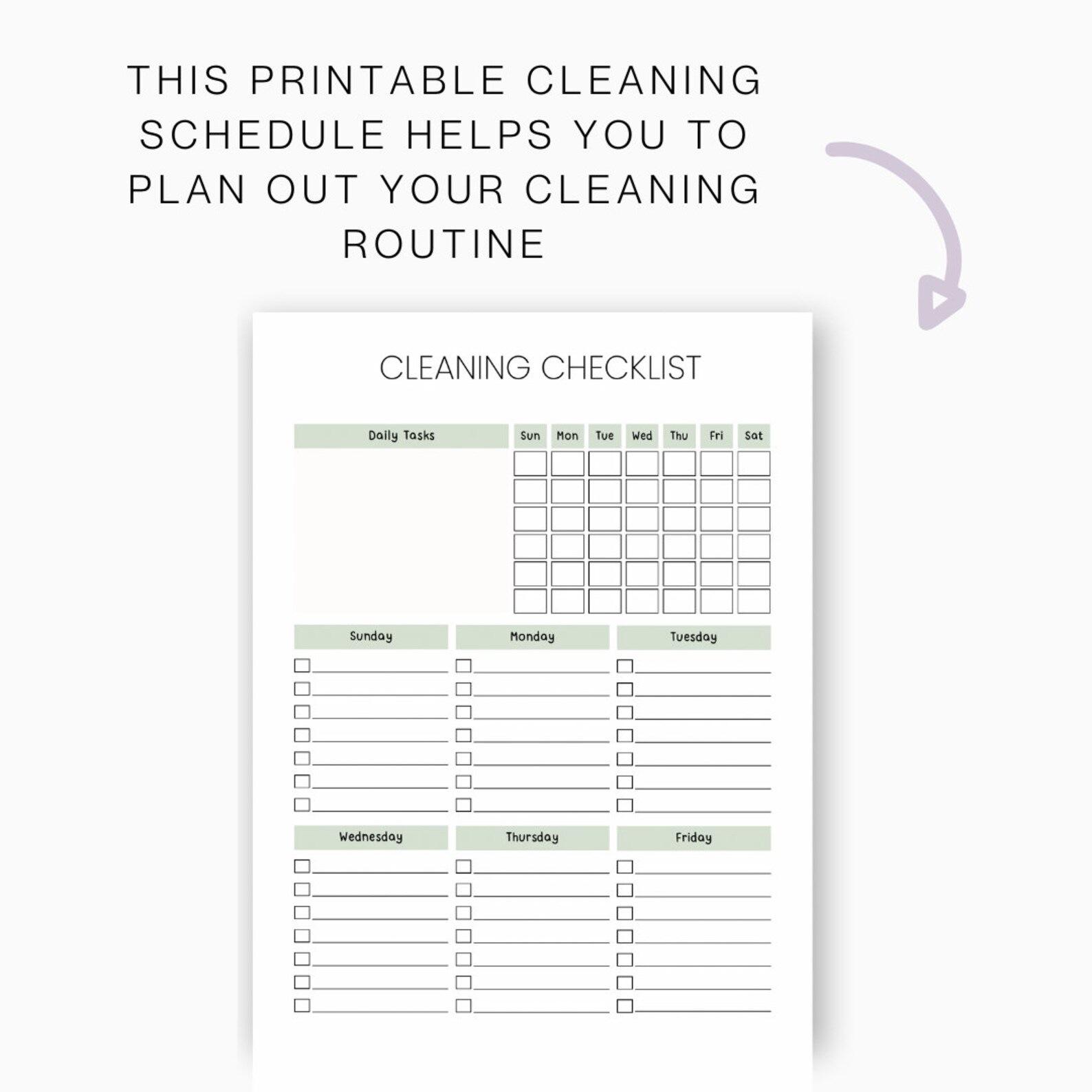 Cleaning Checklist, Editable Cleaning Routine Planner, Daily Cleaning ...