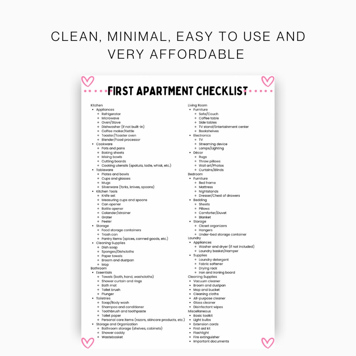 First Apartment Checklist, New Home Checklist, First Apartment Moving ...