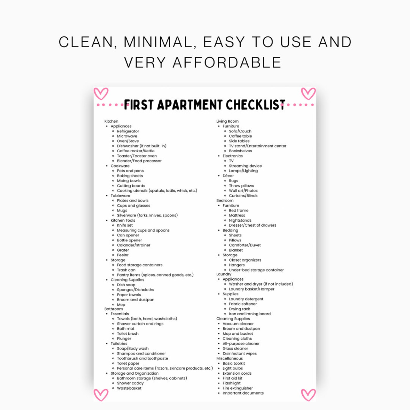 First Apartment Checklist, New Home Checklist, First Apartment Moving ...