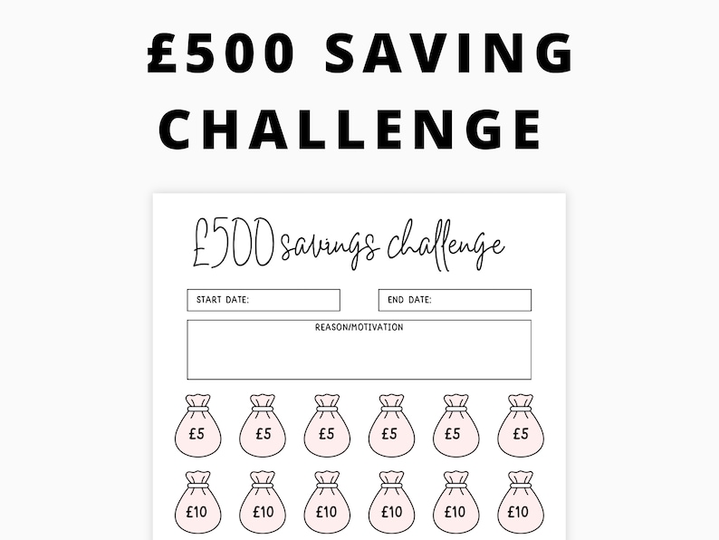 500 Pounds in 30 Days Savings Tracker, Savings Jar, Savings Challenge ...