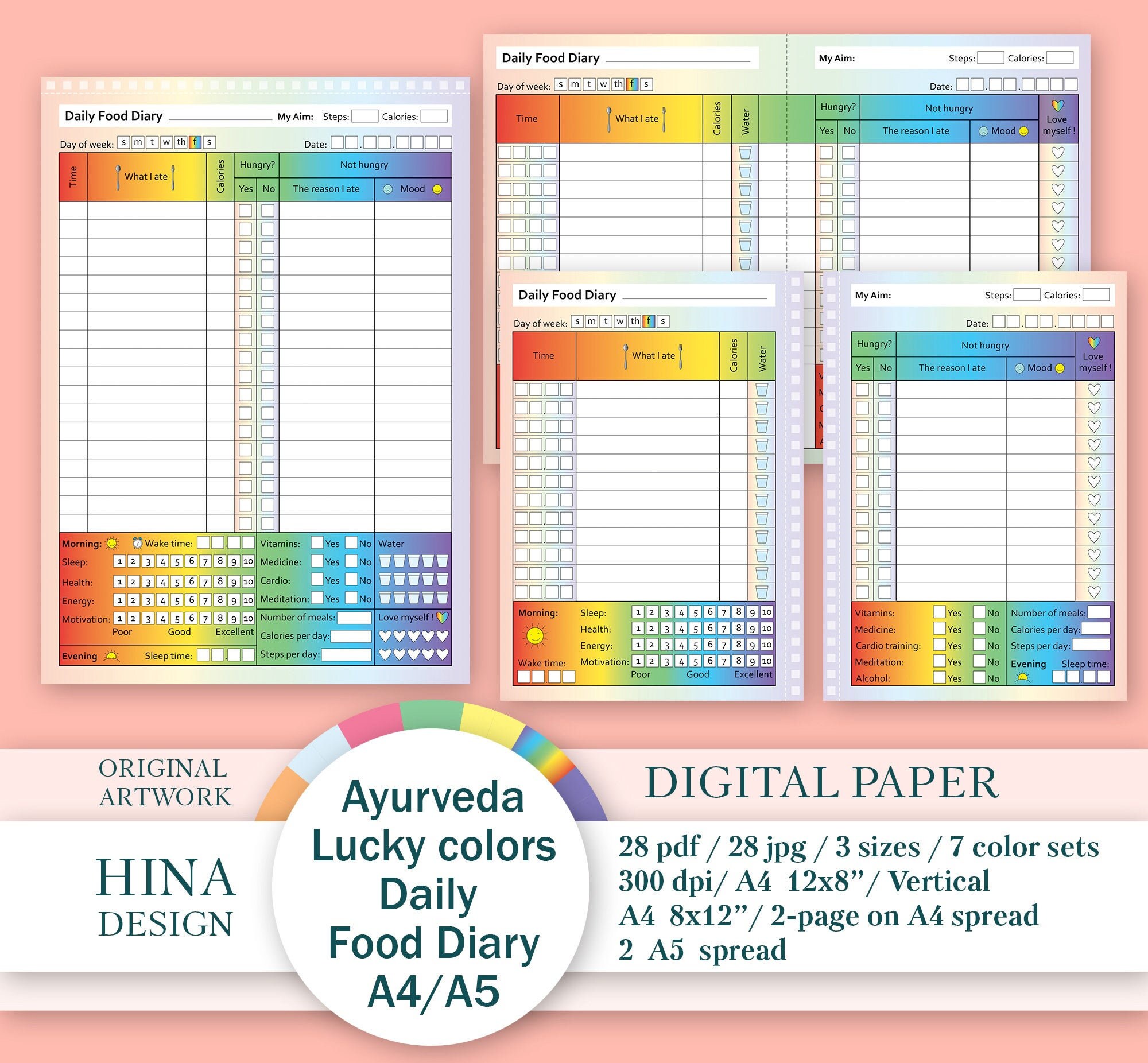 Printable Daily Food Diary Log / Tracker / Journal for | Etsy