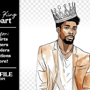 African American Black Man King PNG for Wall Art T Shirts Sublimation ...