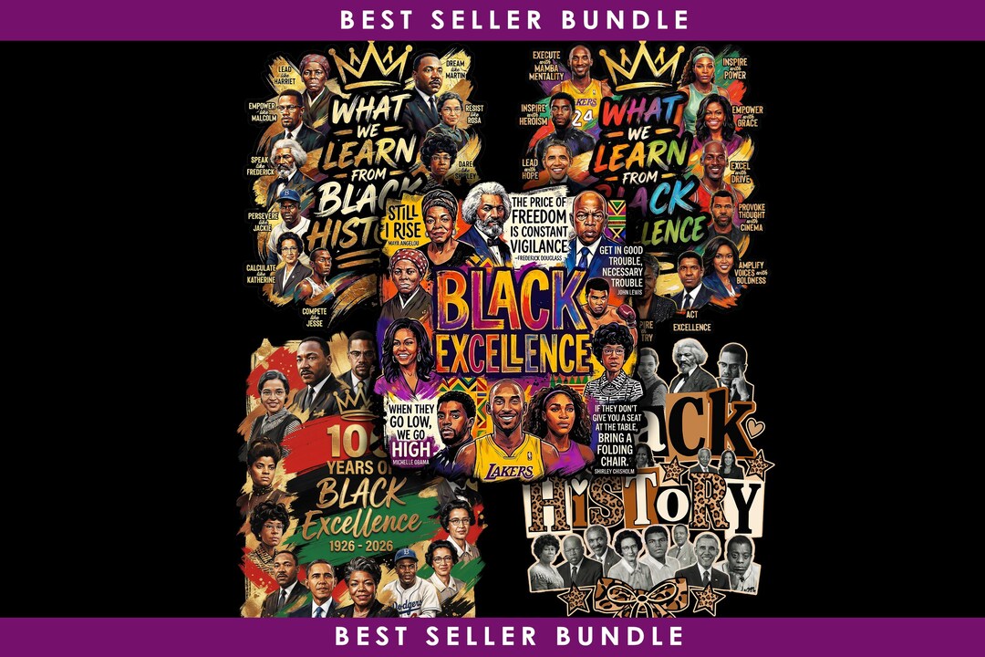 Popular Black History Bundle PNG: Black Excellence Design for Shirts ...