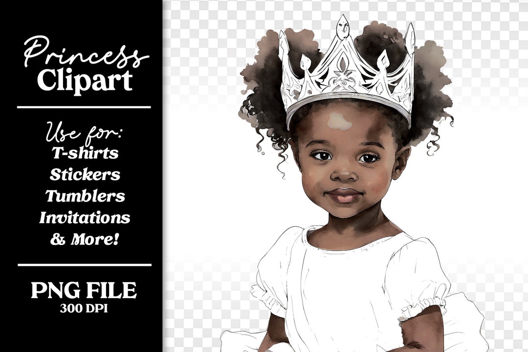 Black Girl Clipart PNG, Princess African American Baby Girl Afro With ...