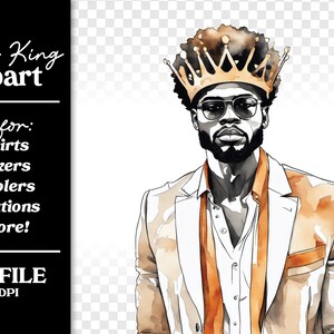 African American Black Man King PNG for Wall Art T Shirts Sublimation ...