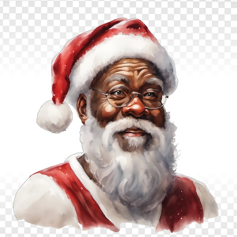 Black Santa Clipart, African American Christmas Clipart, Black Santa ...
