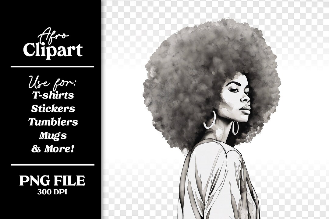 Black Woman With Afro Printable Digital Art PNG - Etsy