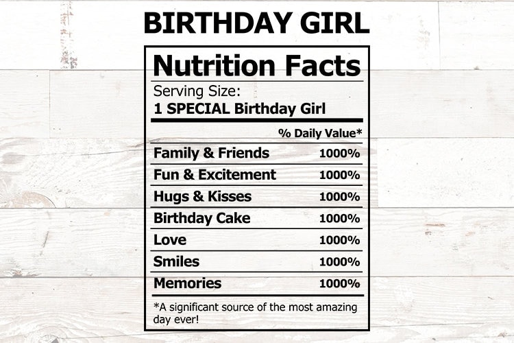 Birthday Girl Nutrition Facts SVG PNG DFX (digital Download) - Etsy