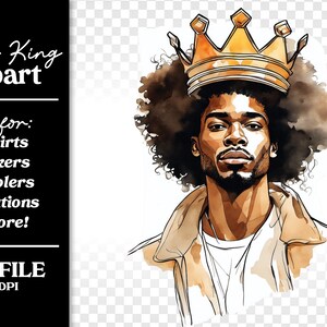 African American Black Man King PNG for Wall Art T Shirts Sublimation ...