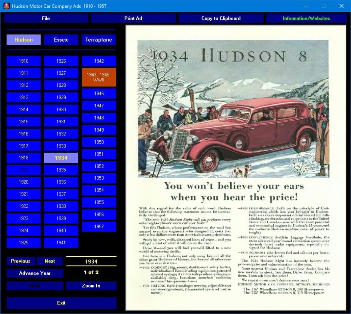Hudson Motor Car Company Ads 1910 - 1957 - Etsy