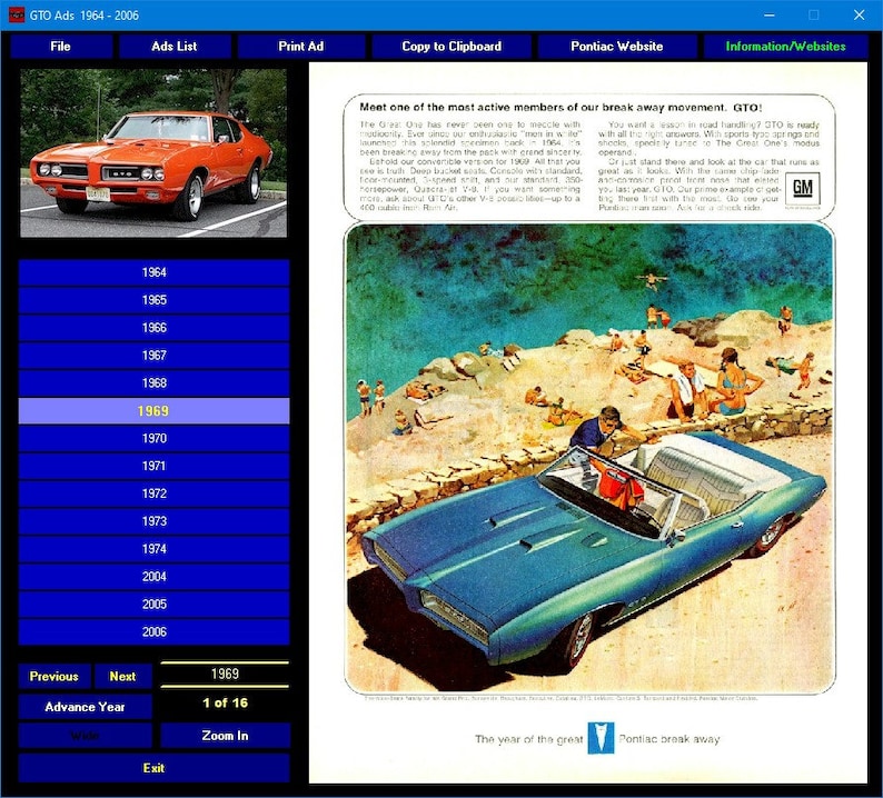 Pontiac GTO Ads 1964 - 2006 - Etsy
