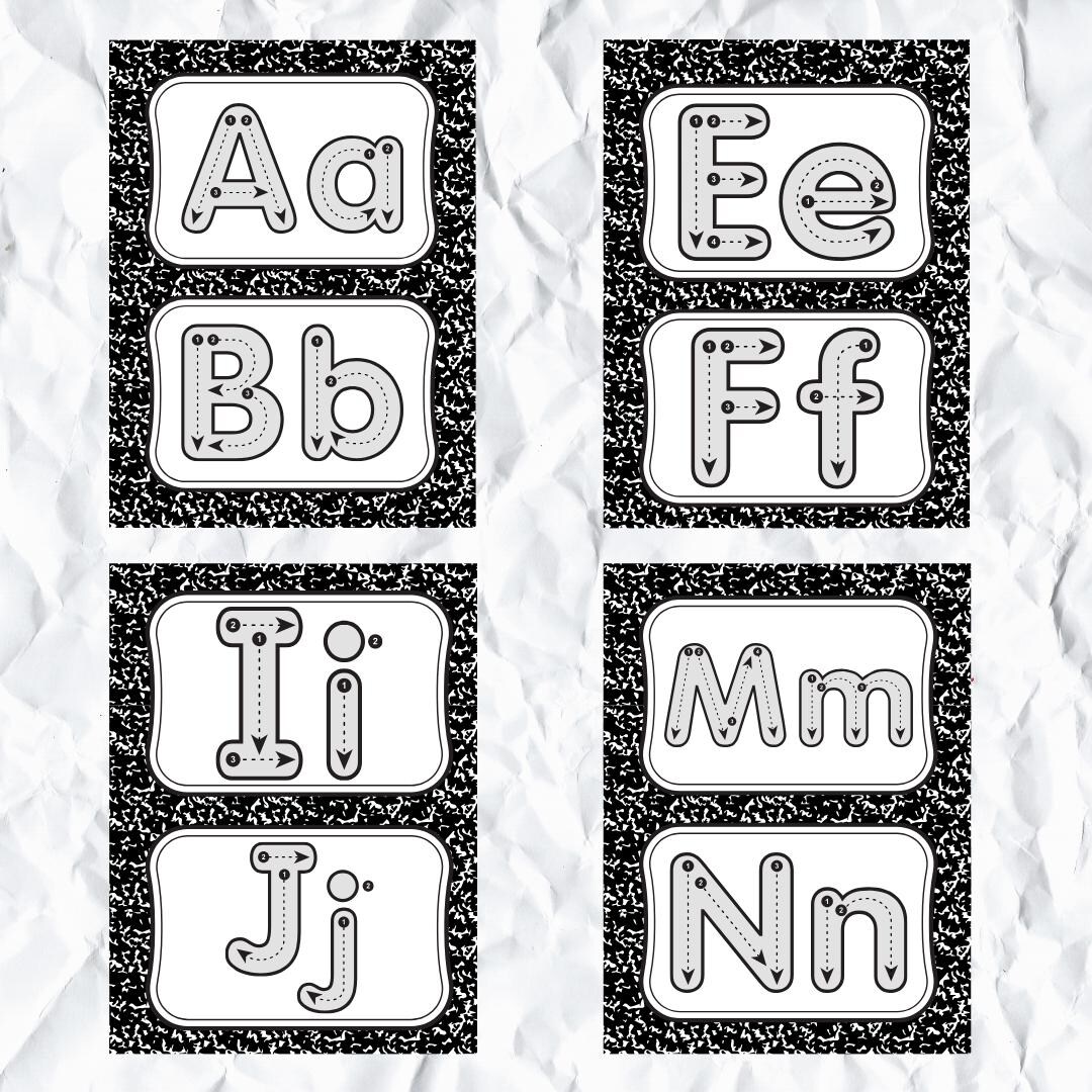 Composition Notebook Alphabet Tracing Cards - Etsy
