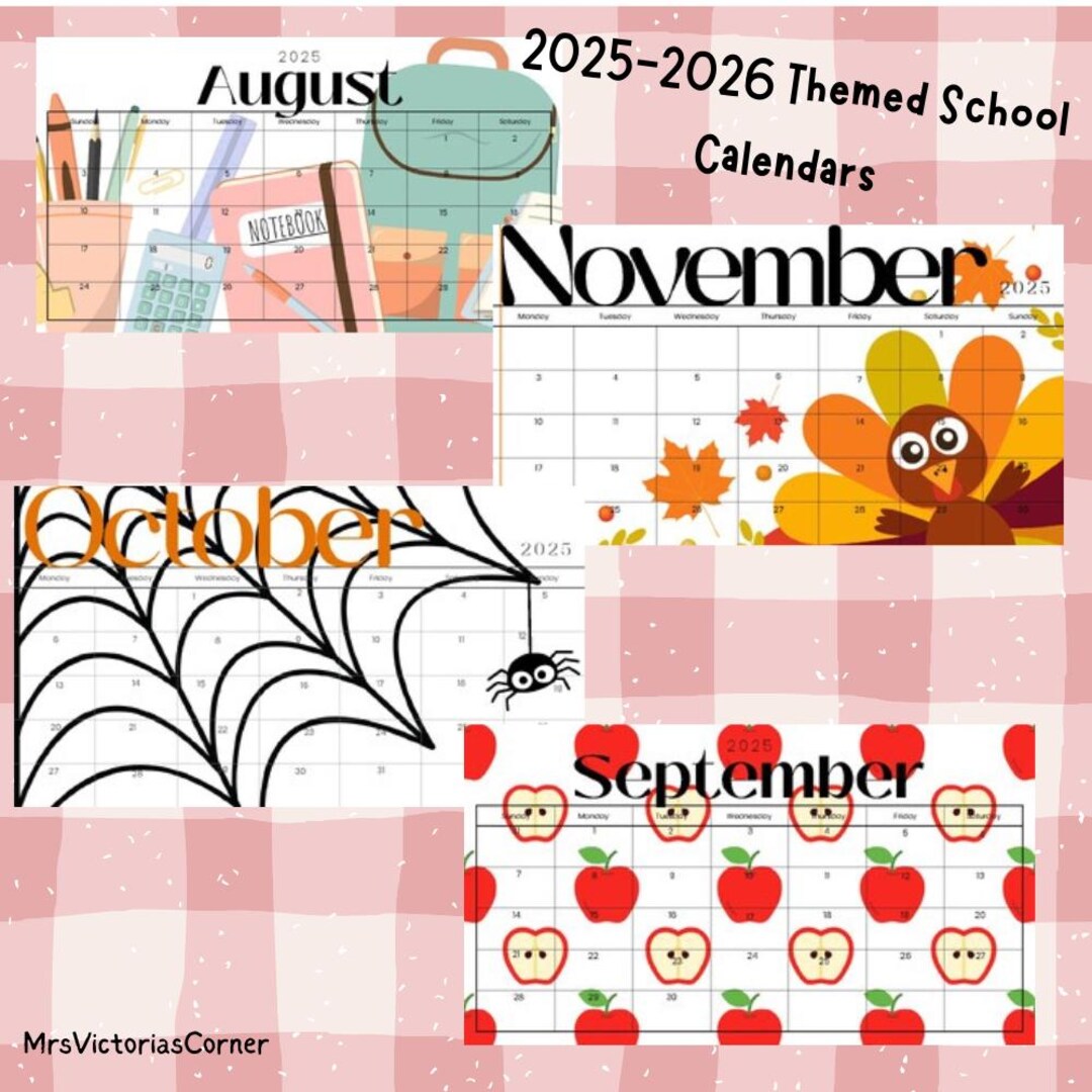 2025-2026 Themed School Calendars - Etsy