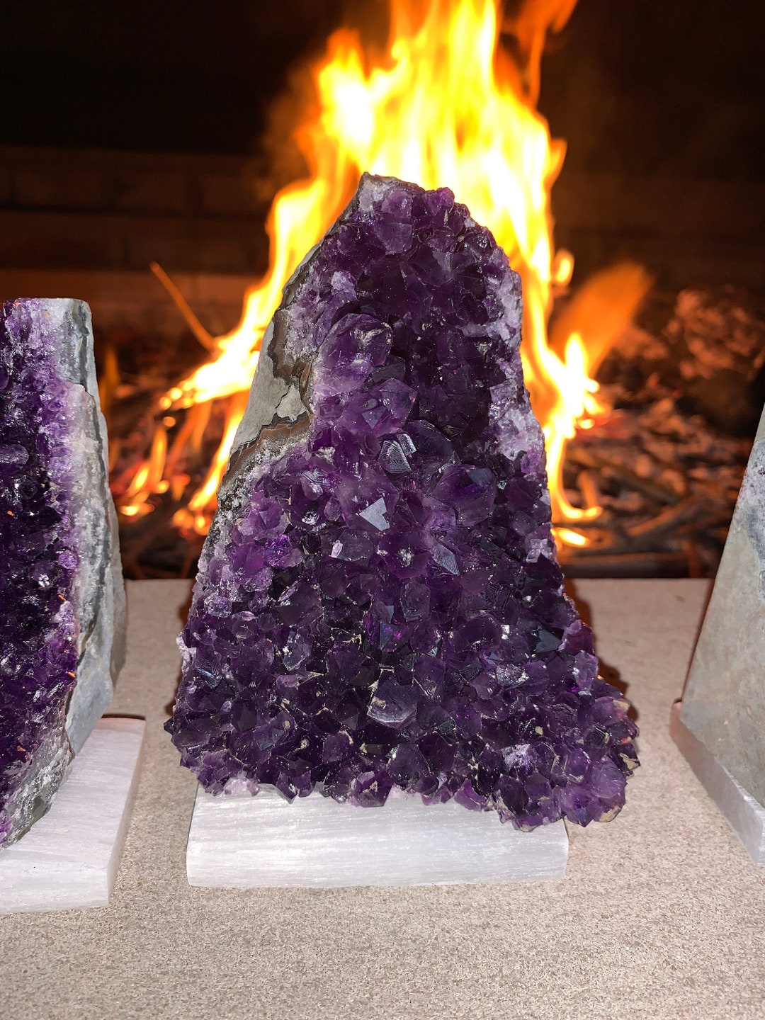 Flash Sale!!** FIRE & SELENITE CHARGED Amethyst Geode Druze Crystal ...