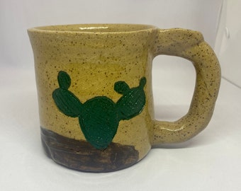 Turquoise Desert Scape Saguaro Cactus Mug, Ceramic Coffee Mug, Desert ...