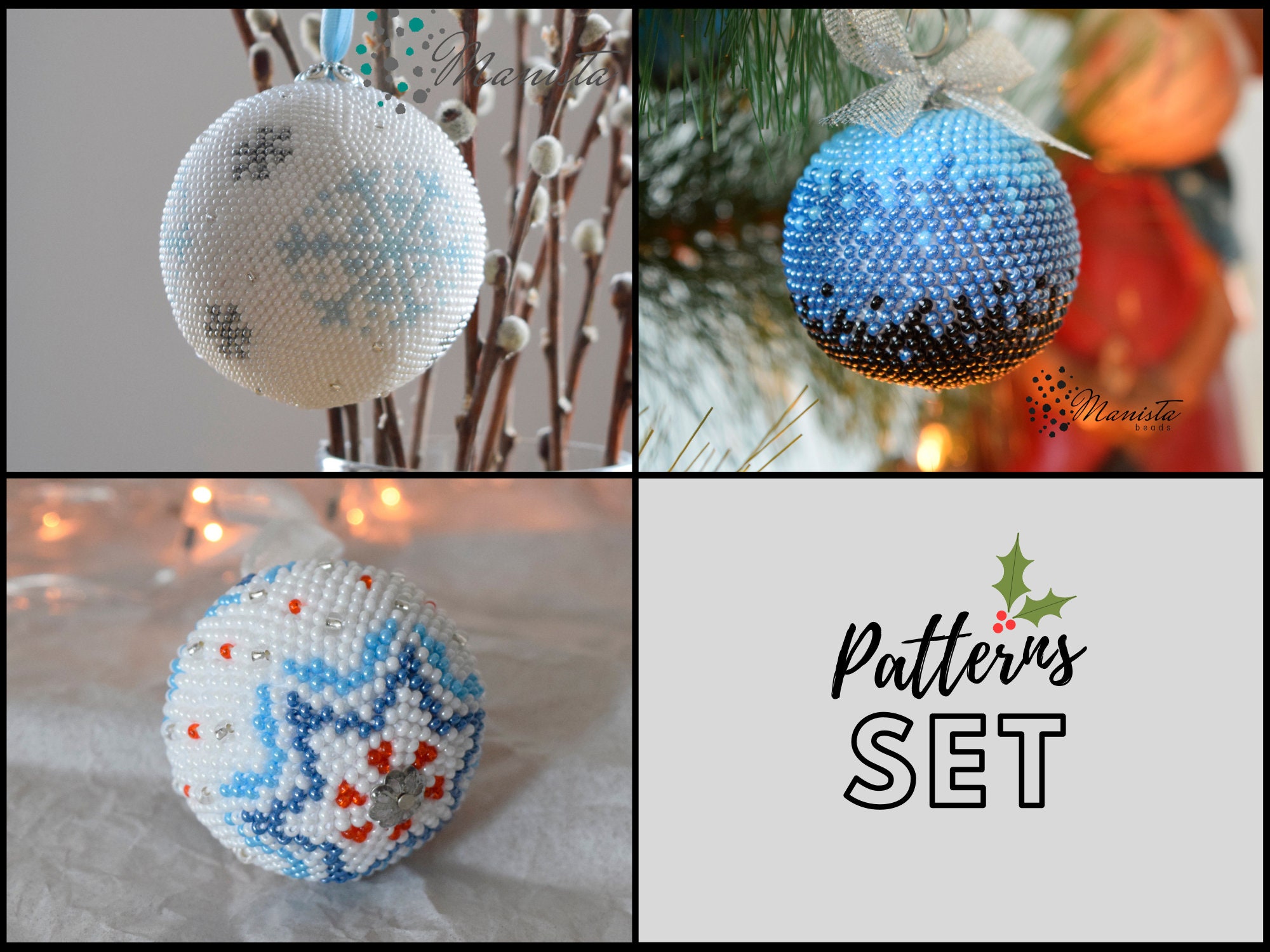 Set of Three Crochet Christmas Ball Ornament PATTERNS - #020, #021 ...