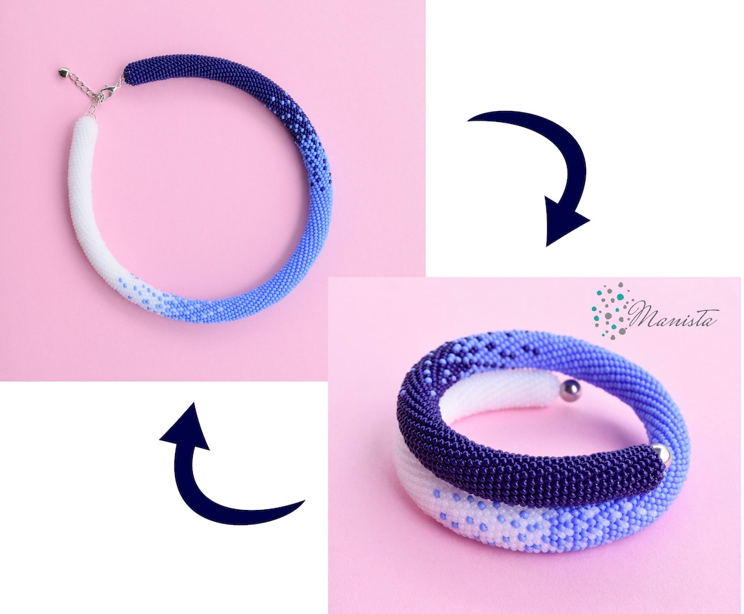 Beaded Crochet Rope PATTERN Gradient Pattern, Bead Crochet Bangle ...