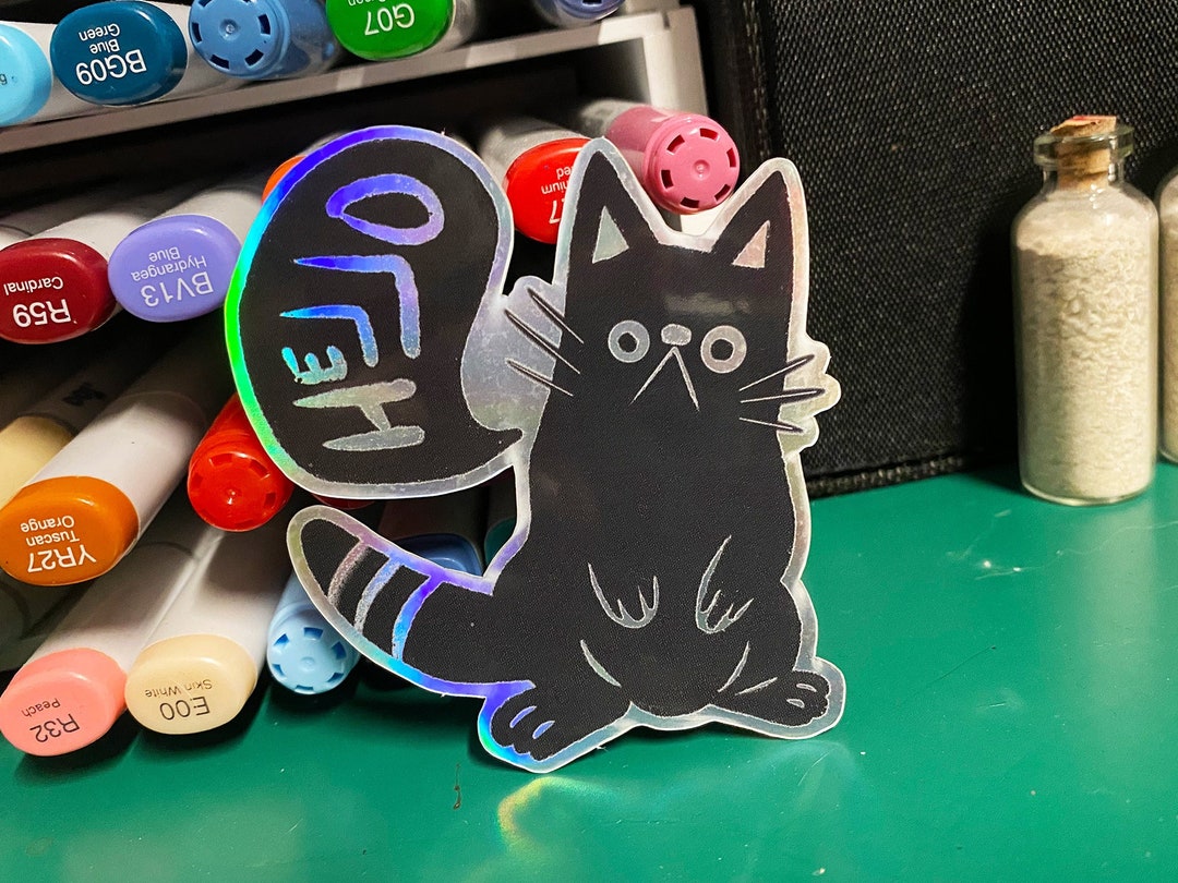 HELLO KAT Holographic Sticker - Etsy