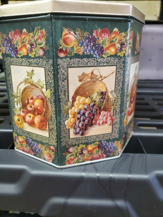 Octagon Candy Tin With Fruit On The Sides | Etsy