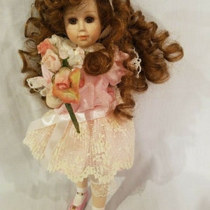Porcelain Doll 10 by Delton Red Hair Pink Dress & Flowers - Etsy