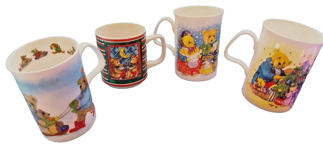 4 Playtime Teddy Bear Christmas Mugs - Etsy
