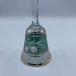 Vintage Blue Etched Gold Trimmed Glass Bell Clear Handle Mid Century - Etsy