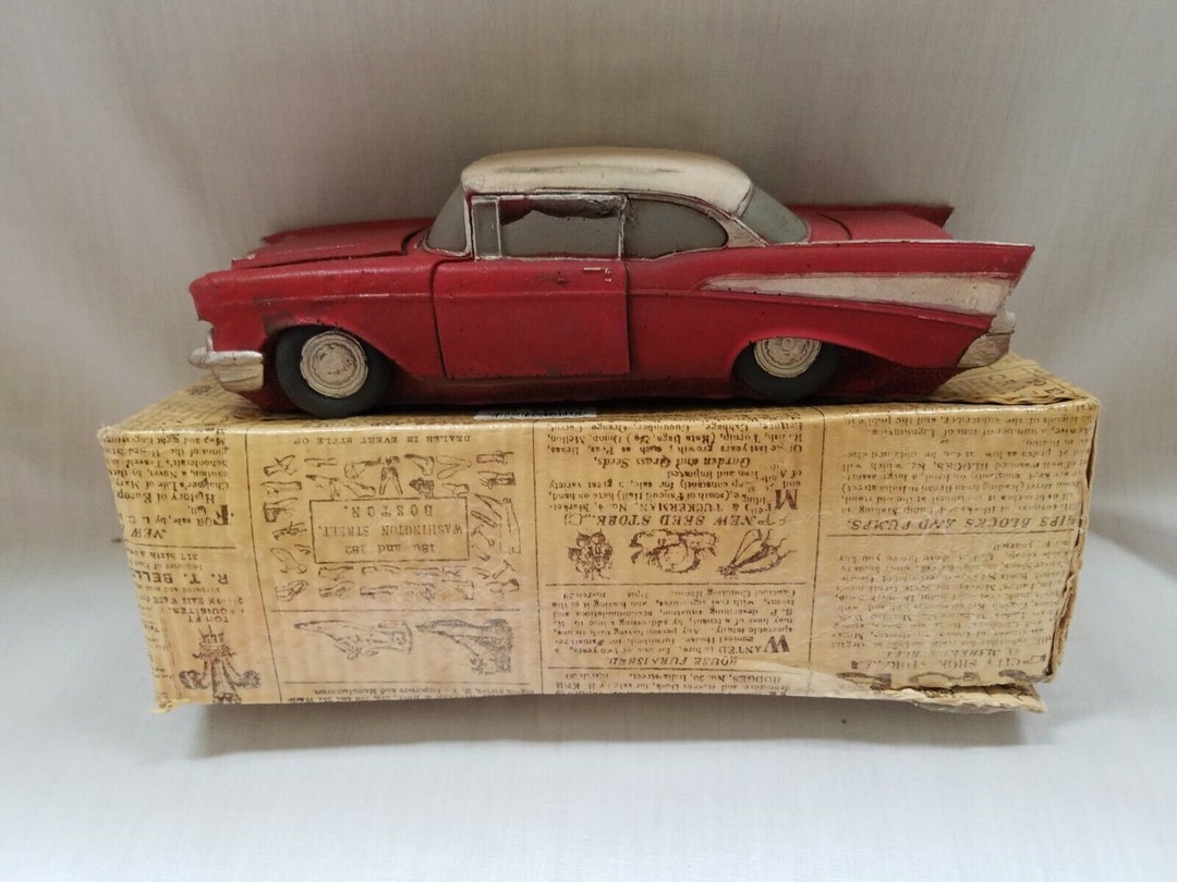 Handcrafted Red Model Chevy Precast Keypoint Dallas 7.5" X 2.75" Orig ...