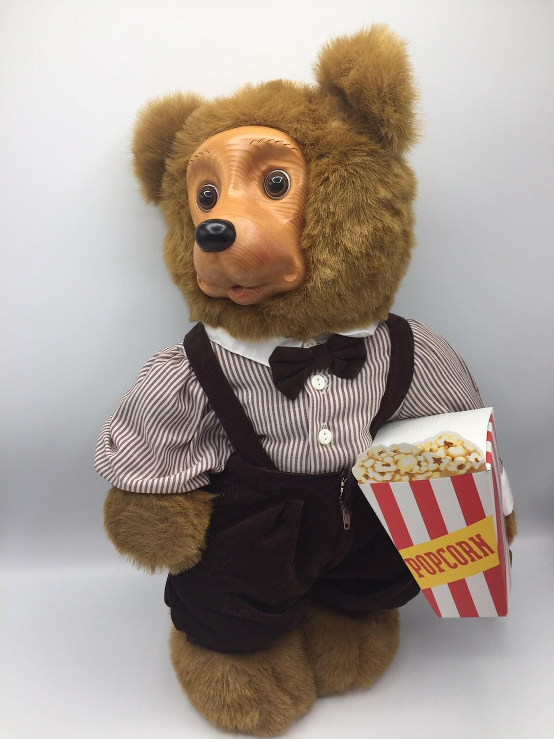 Raikes Circus: Addison Plush Bear With Popcorn 18" Tall Wooden Face ...