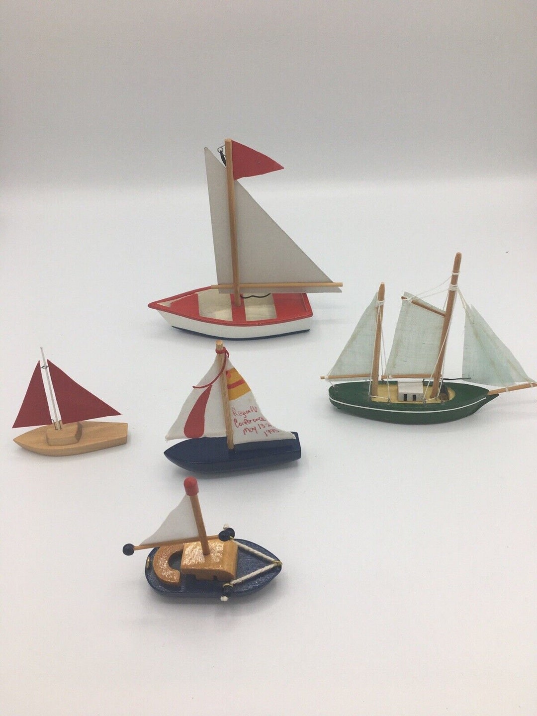 Set of 5 Decorative Wooden Boats - Etsy