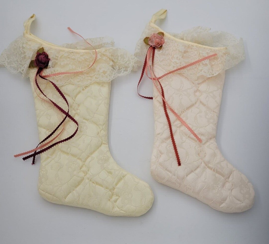 Two Lace Victorian Christmas Stockings 20 X 10 - Etsy