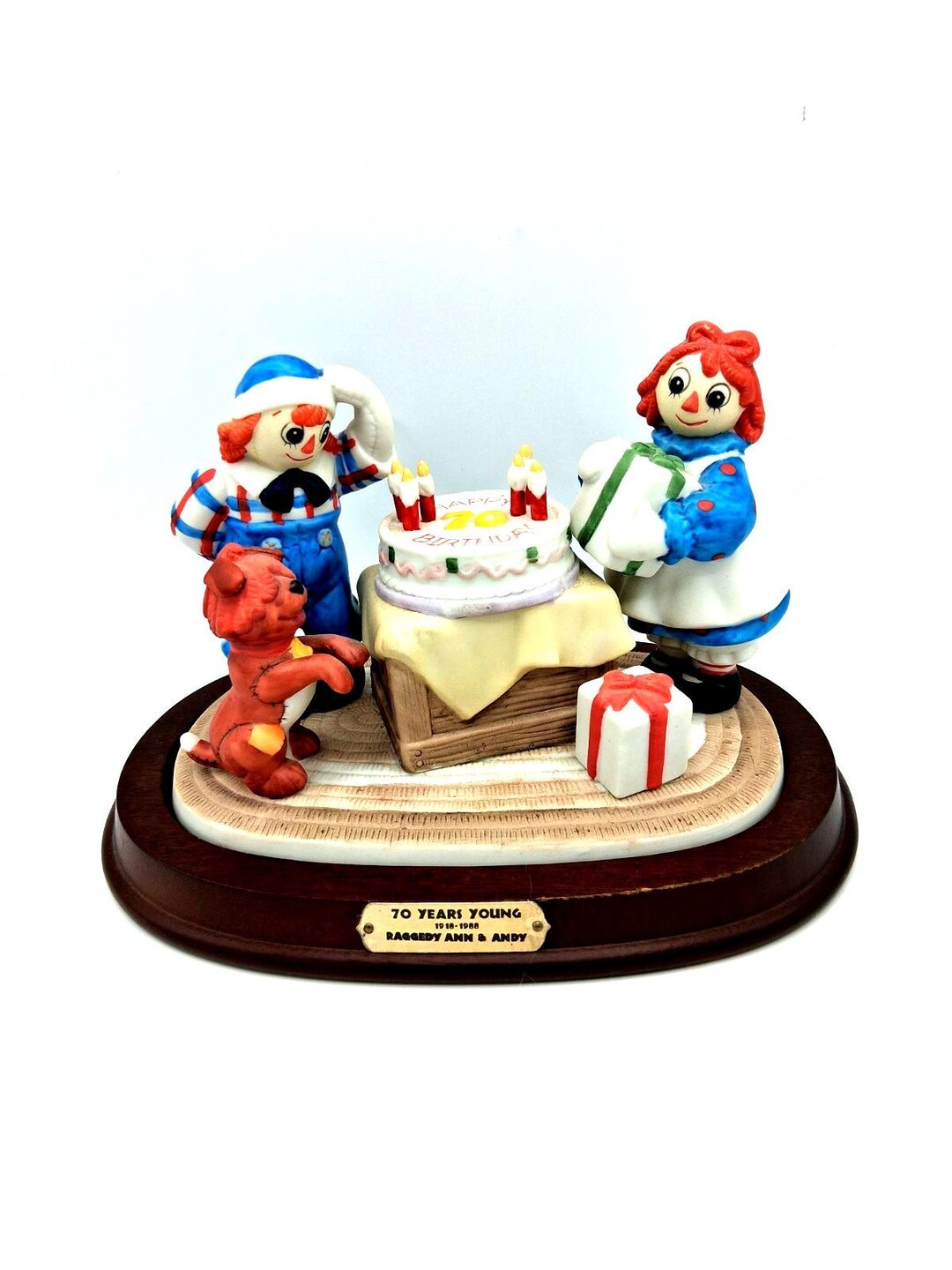 Raggedy Ann and Andy Happy Birthday 70 Years Young, Ceramic Figurine ...