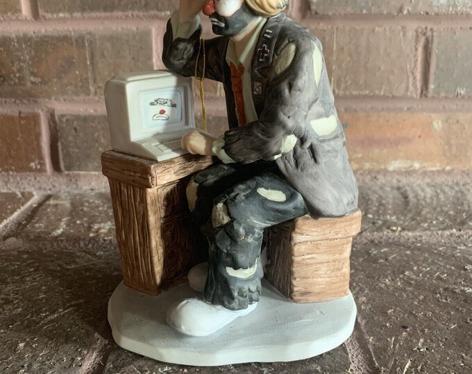 FLAMBRO Emmett Kelly Jr. 6.5" Hobo Clown Computer Whiz Figurine Statue ...