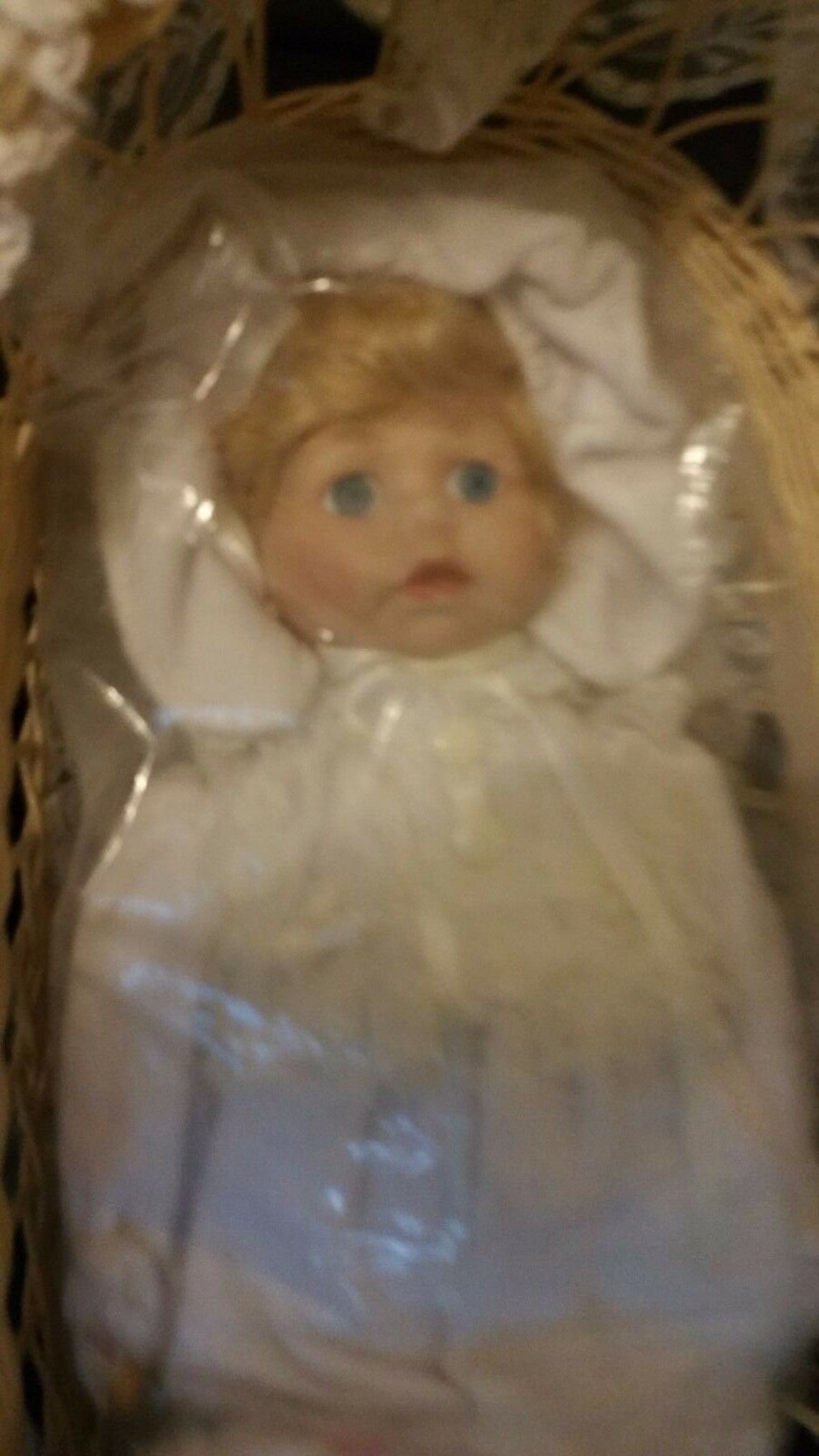 Victoria Impex Porcelain Doll With Bear and Basket Babys First | Etsy