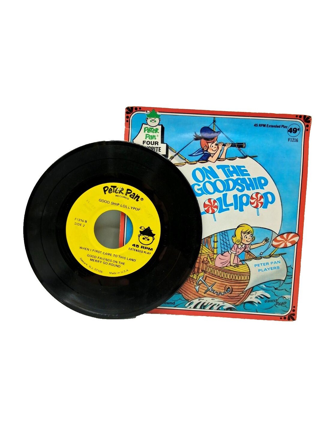 Peter Pan Records "on the Good Ship Lollipop" 45 RPM 4 Songs & Record ...