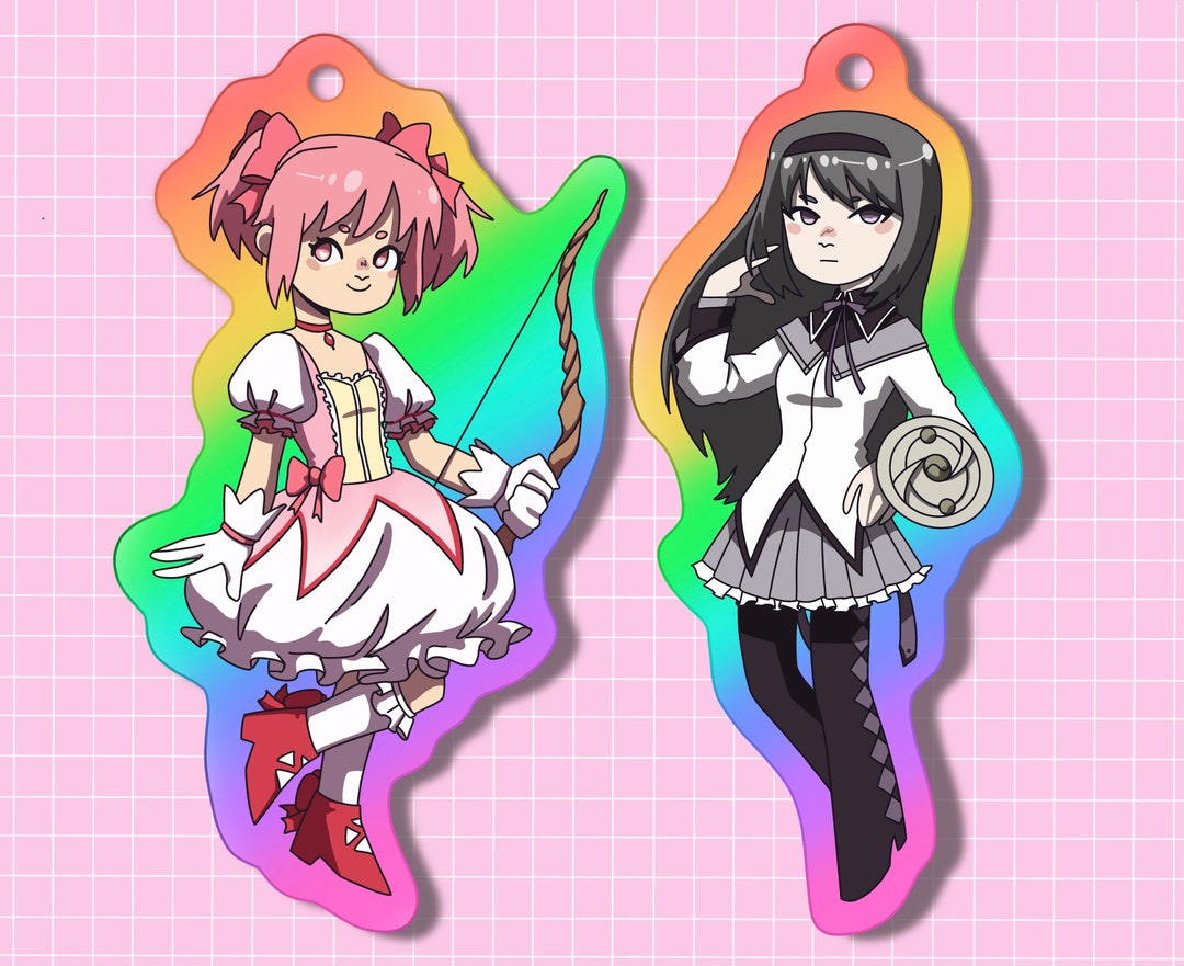 Madoka Magica Homura and Madoka Keychains - Etsy