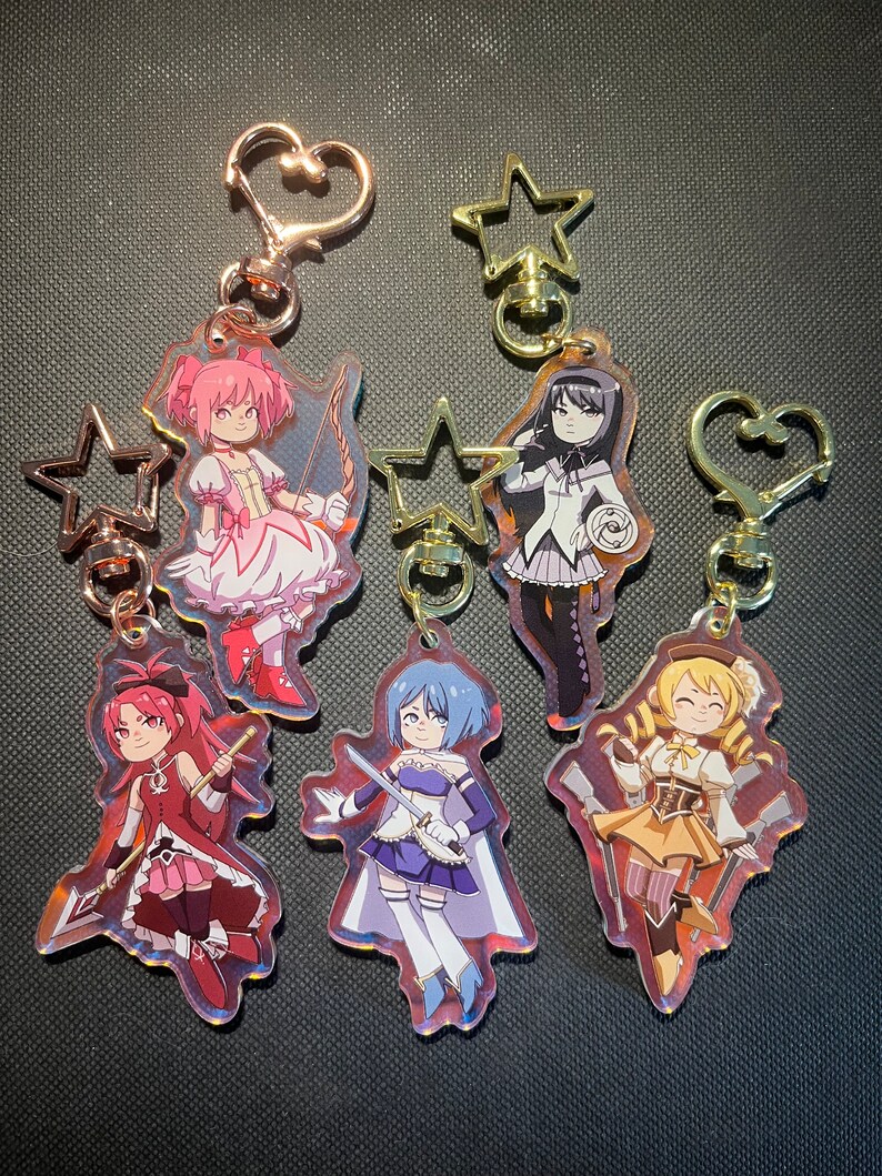 Madoka Magica Homura and Madoka Keychains - Etsy