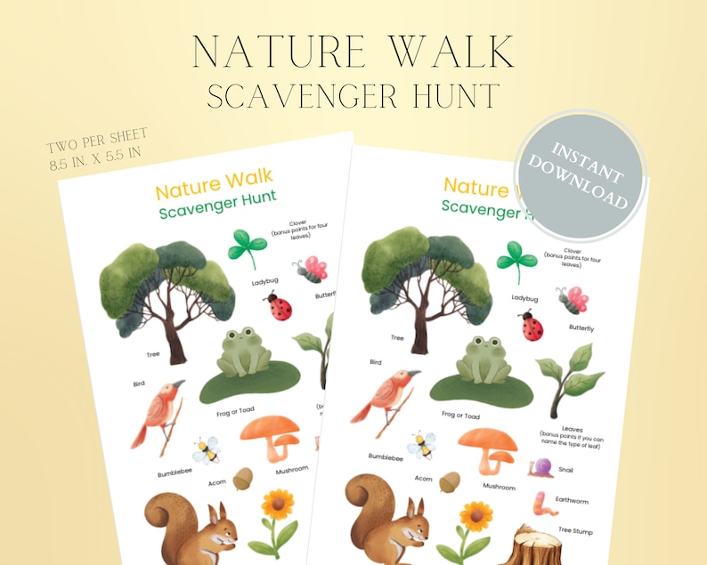 Nature Walk Scavenger Hunt - Etsy