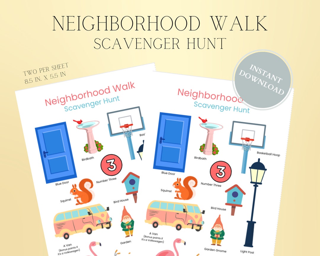 Neighborhood Walk Scavenger Hunt - Etsy