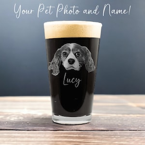 Custom Engraved Pint Glass With Your Dog's Photo - Engraved Gift for ...